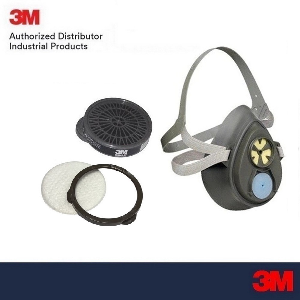3M Mask หน้ากากไส้กรองเดี่ยว 3200, ตลับกรอง 3301K-100, แผ่นกรอง 7711 ...