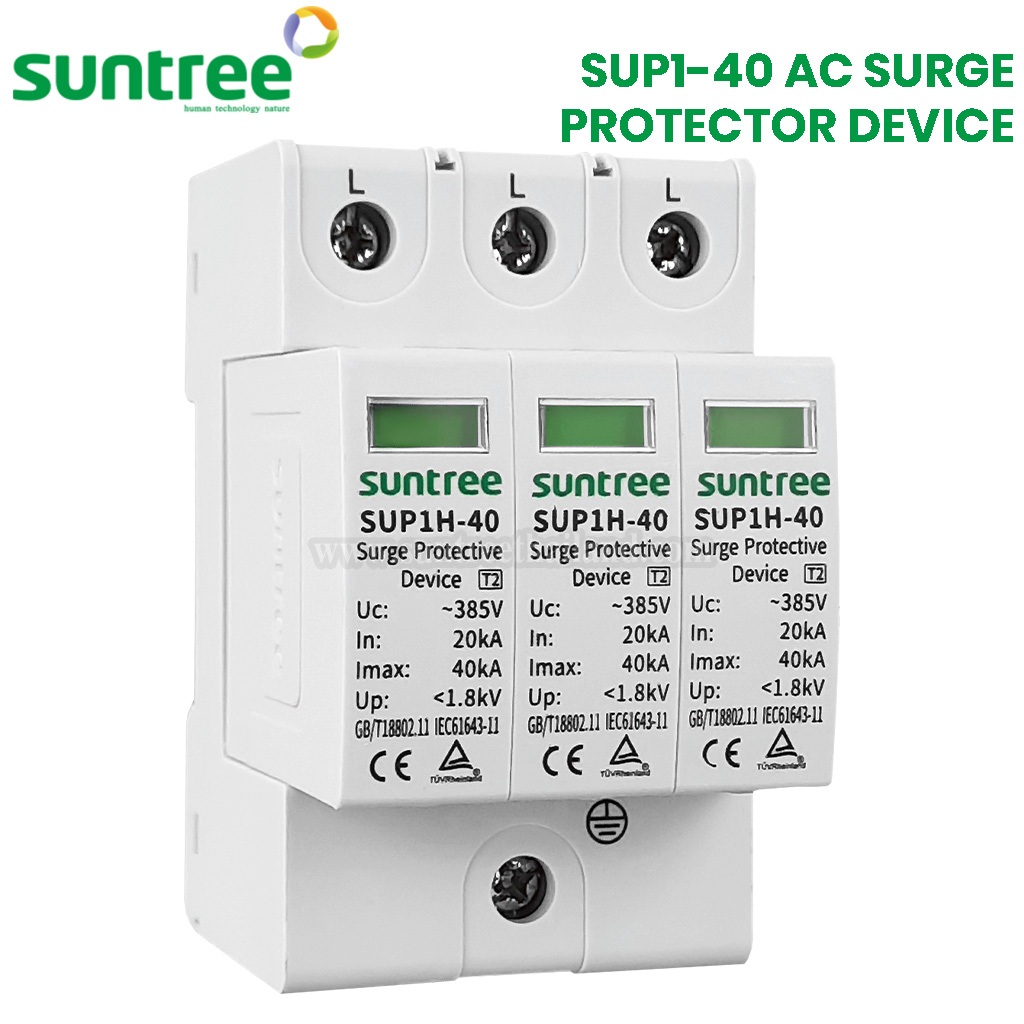 Suntree SUP1-40 AC Surge Protection Device 3P 385V AC 20K/40KA SPD ปกรณ์ป้องกันฟ้าผ่า ตัวป้องกัน ...