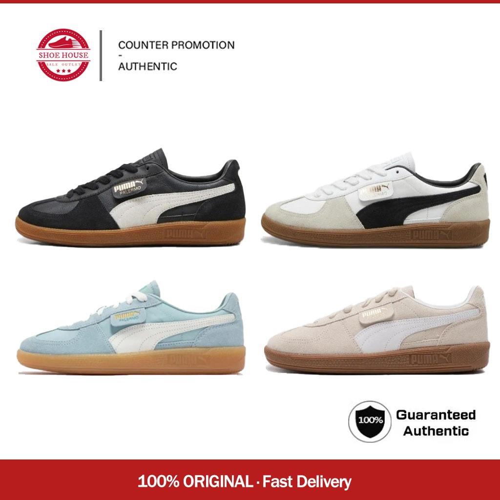 【ของแท้100% 】PUMA Palermo White Black Gum รองเท้าผู้ชายและผู้หญิง ...
