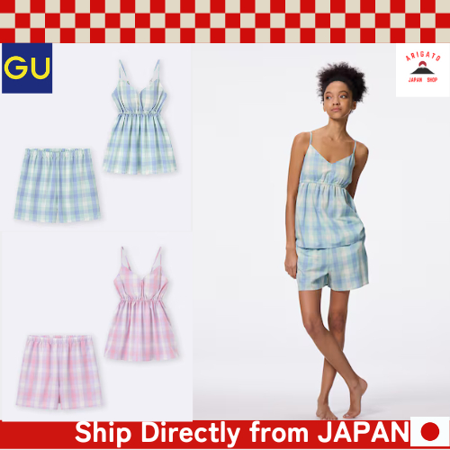 GU Check Camisole Lounge Set +E [ส่งตรงจากประเทศญี่ปุ่น ของแท้ 100%] | Shopee Thailand