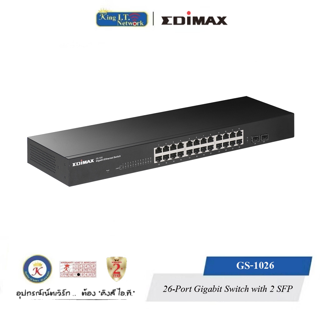 EDIMAX (GS-1026 v2) 24-Port Gigabit with 2 SFP Slot Rack-Mount Switch ...