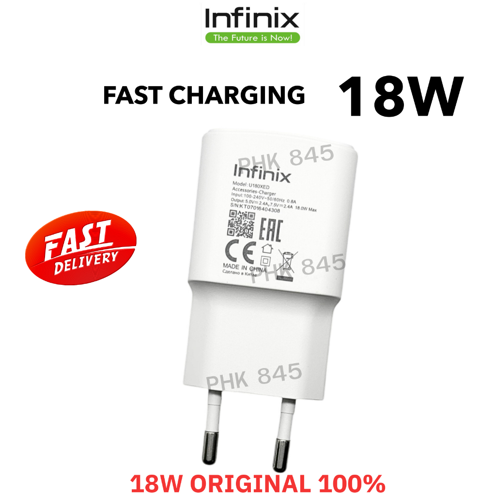หัวชาร์จ Infinix 18W Hot 50 Hot 50 4G Hot 50i Hot 40i Note 10 Note 8 Hot 11S NFC Original 100% ...