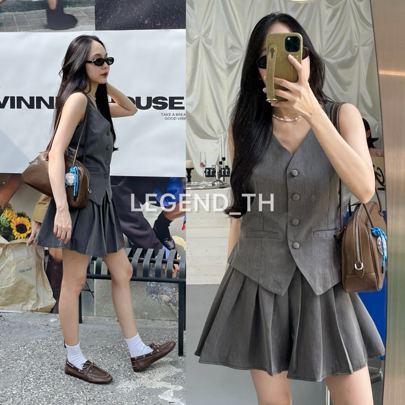 Legend | Twist grey set ชุด Set ได้ทั้งเสื้อ+กระโปรง | Shopee Thailand
