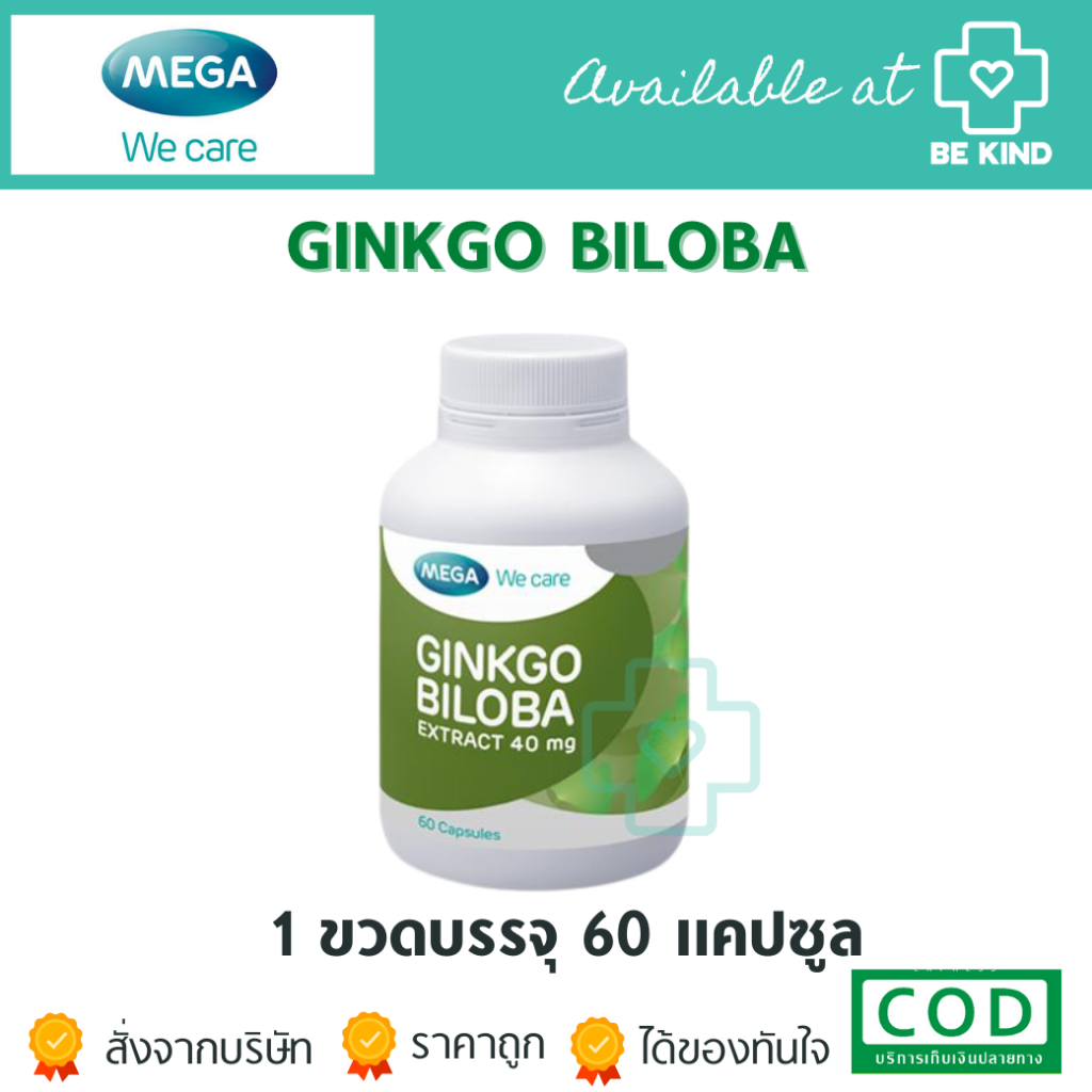 Mega GinkGo biloba Extract 40 mg 60 caps. เมก้า กิงโก๊ะ ไบโลบา 40มก. 60 ...