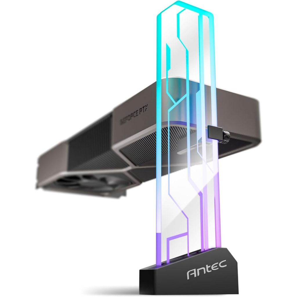 ANTEC RGB GPU SUPPORT BRACKET TEMPERED GLASS (AT-GPUH-ARGB-TG-BK ...