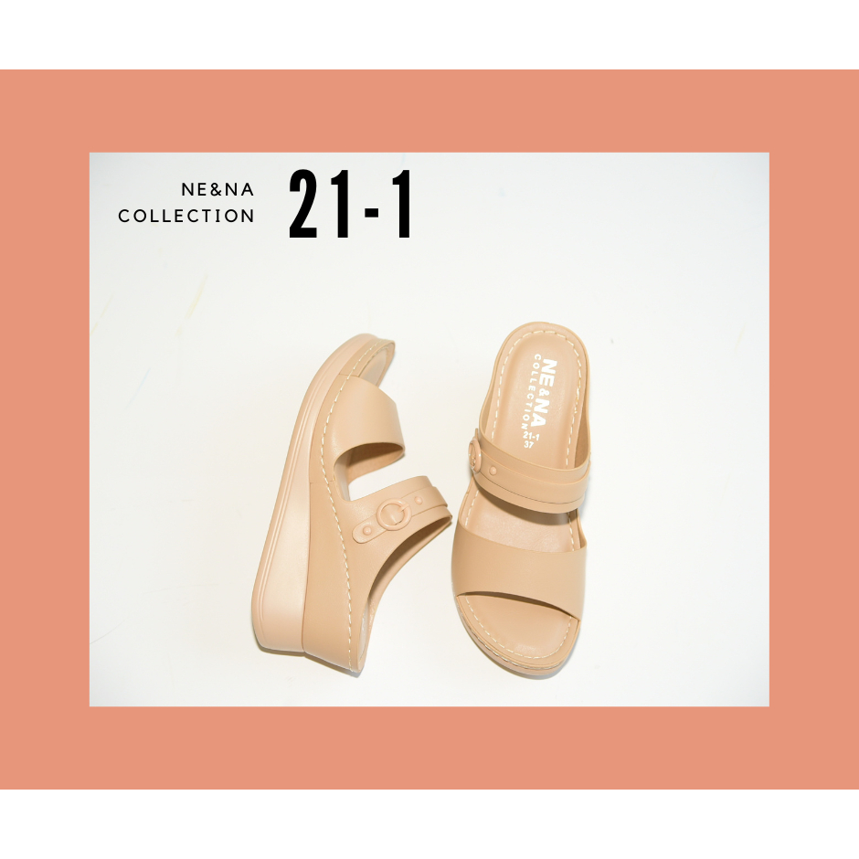 รองเท้าผู้หญิงเเบบเเตะสวมส้นเตารีด No. 21-1 NE&NA Collection Shoes ...