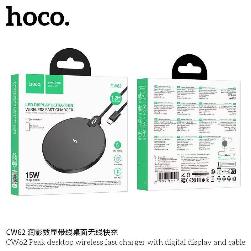 Hoco CW62 Wireless Charger 15W แบบใหม่ล่าสุดพกพาสะดวก | Shopee Thailand