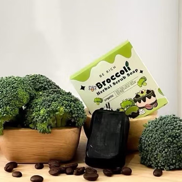 สบู่สครับบล็อคโคลี่ สบู่บีริช 35g 1ก้อน Broccoli herbal scrub soap ผิว ...