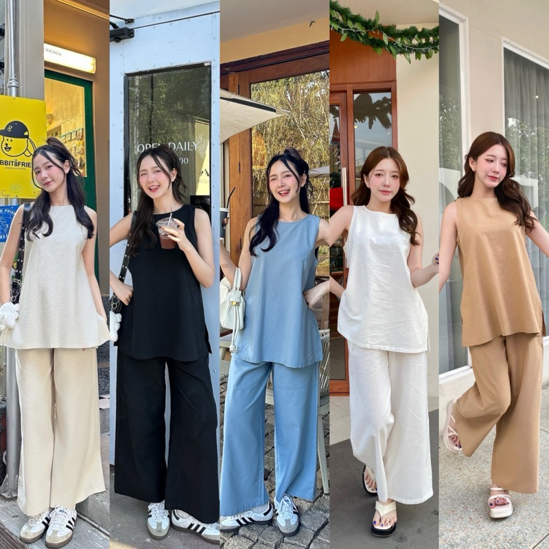 Teera ️พร้อมส่ง 2ชิ้น💝🫶🏻งานชุดSetผ้าลินิน เสื้อคอกลมดีเทลผูกหลังผ่าข้าง กางเกงมีกระเป๋าล้วงสอง ...