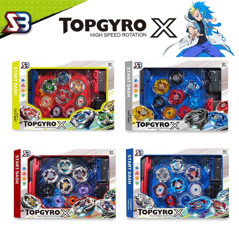 TOPGYRO X ชุดเบย์เบลดไฟท์เตอร์สำหรับผู้เริ่มต้น 4 ชิ้น พร้อมสนามประลอง เชือก และเครื่องยิง ...