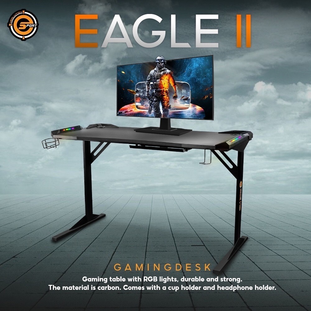 Neolution E-Sport Gaming Desk รุ่น Eagle II โต๊ะคอมพิวเตอร์ ไฟLED มีที่รองแก้วน้ำและที่แขวนหูฟัง ...