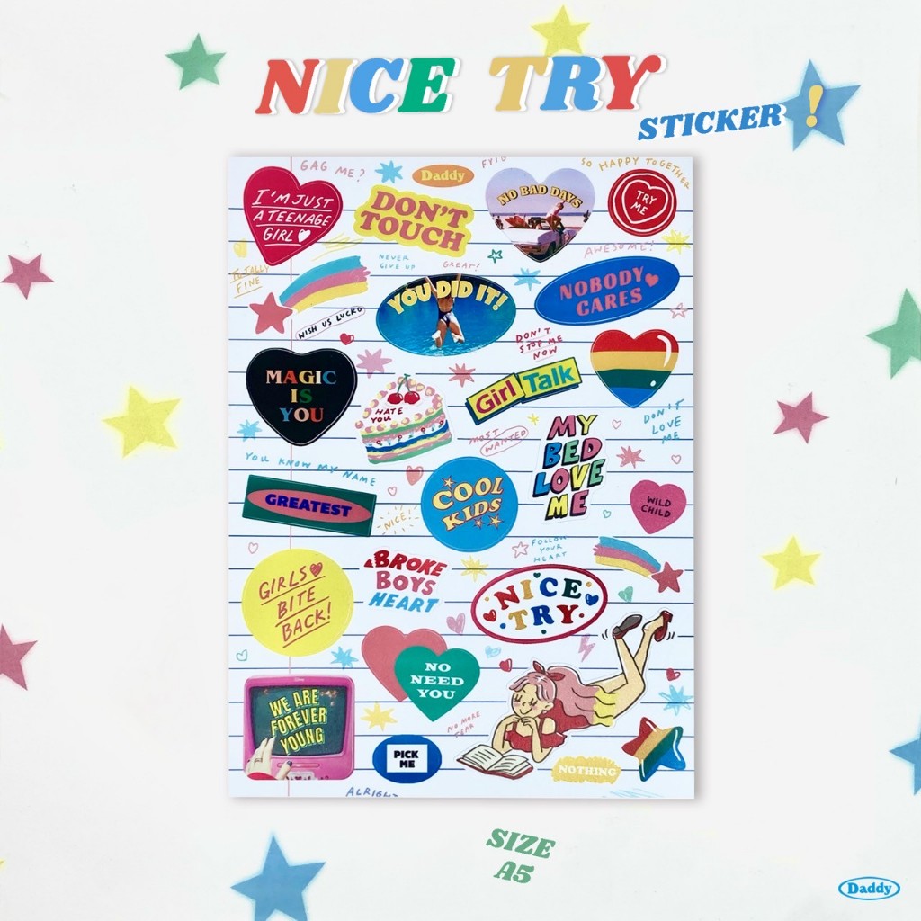 DADDY | Nice Try sticker สติ๊กเกอร์สุดน่ารัก | Shopee Thailand