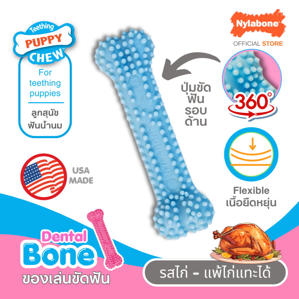 Nylabone Puppy Chew Textured Teething Bone กระดูกขัดฟันลูกสุนัขฟันกำลัง ...
