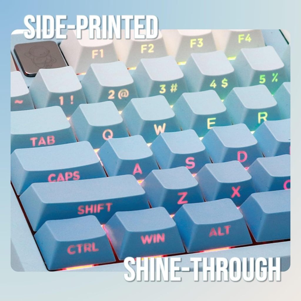 Side Print Keycaps 130+ Keys Cherry Profile ไล่สี รองรับไฟ Backlit PBT ...