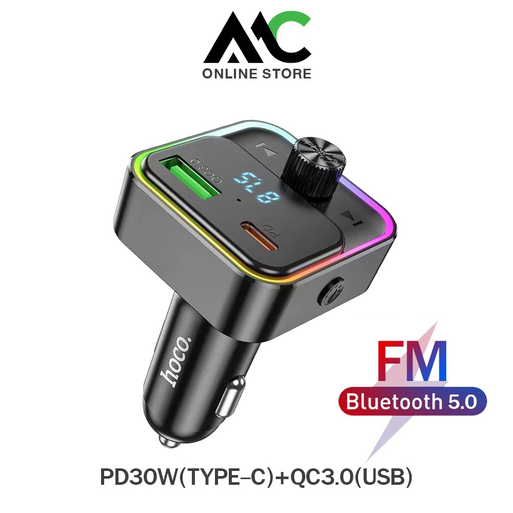 Hoco E81 MP3 อุปกรณ์รับสัญญาณบลูทูธในรถยนต์ Car Charger Bluetooth FM Transmitter | Shopee Thailand