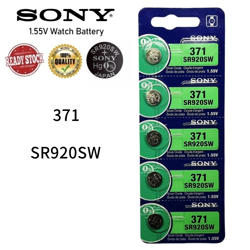 ถ่านกระดุม SONY SR920SW 371 AG6 LR920 SR920 ของแท้ 1.55V 0% mercury ...