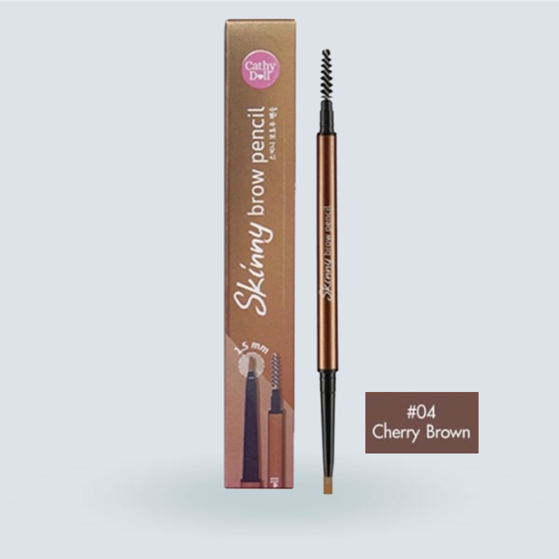ดินสอเขียนคิ้ว Cathy Doll Skinny Brow Pencil อุปกรณ์เขียนคิ้ว คิ้วกันน้ำ 04 Cherry Brown (0.05g ...