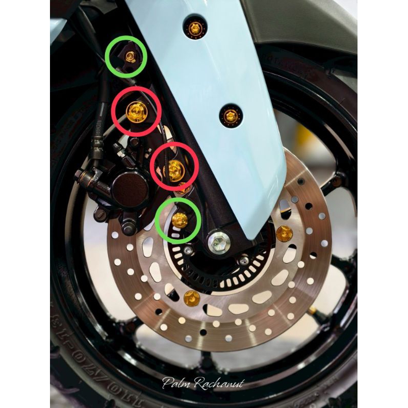 Nmax.grand filano น๊อตปั๊มหน้า + สาย ABS=(นัอต 4 ตัว+แหวนเบอร์ 14= 2 ...