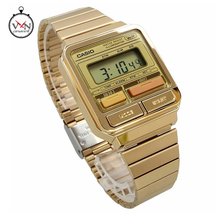 Casio นาฬิกาข้อมือผู้ชายคาสิโอ DIGITAL Vintage สายสแตนเลสสีทอง รุ่น ...