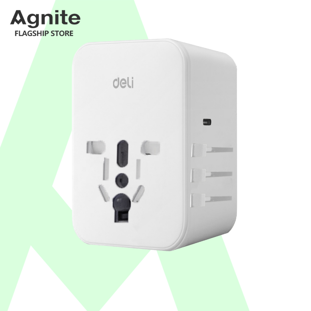 Agnite แปลงปลั๊กต่างประเทศ อแดปเตอร์แปลงไฟ ชาร์จเร็ว 75w USB A+C ปลั๊ก ...