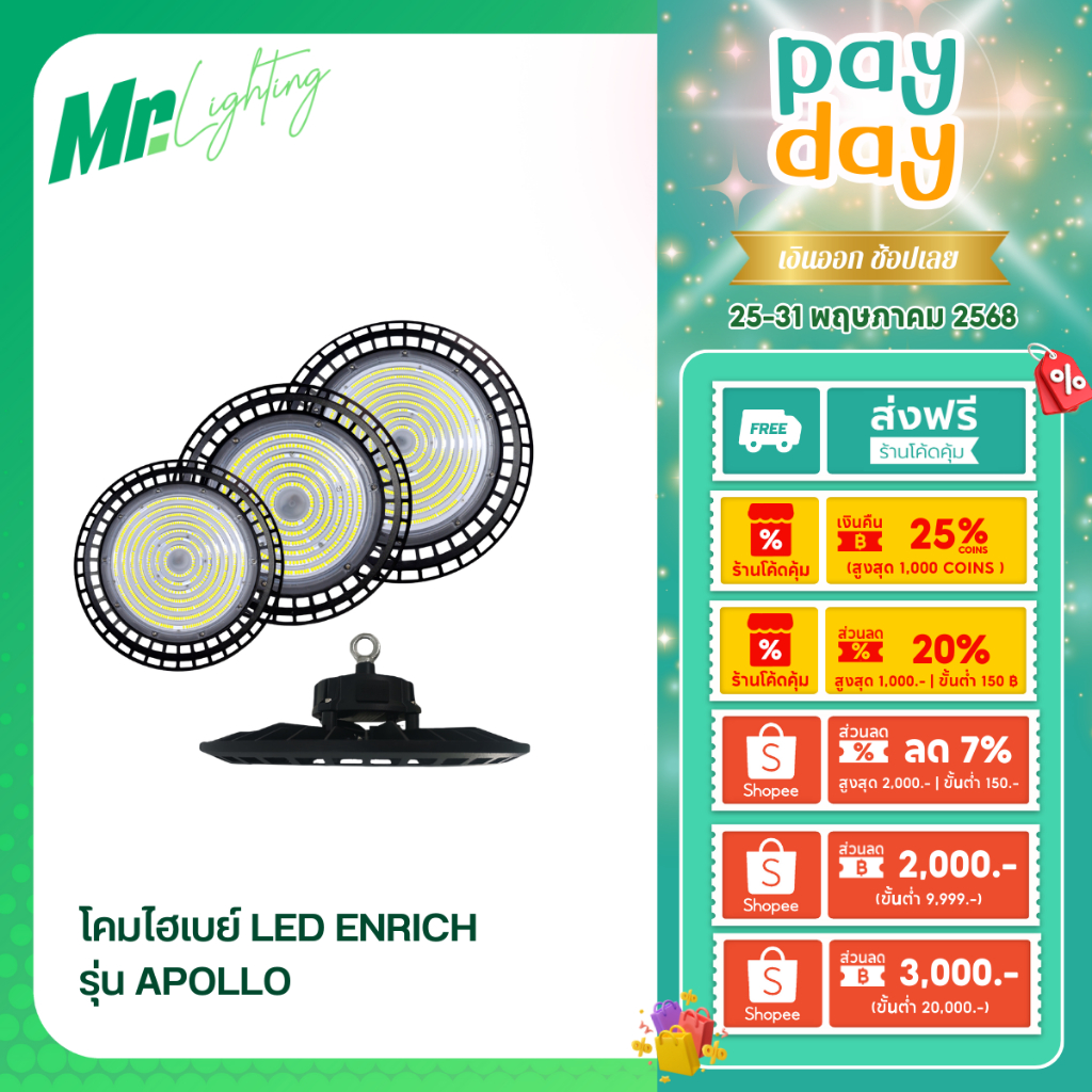 ENRICH โคมไฮเบย์ LED High Bay รุ่น Apollo 100W 150W 200W 250W แสงขาว 5700K UFO กันน้ำ IP65 ...