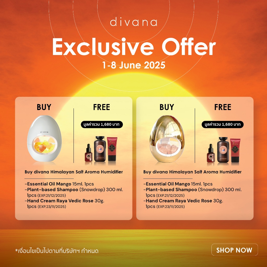 [รับฟรี! ของแถม 1เซ็ต] Divana Himalayan Salt Aroma Humidifier ดีวานา ...
