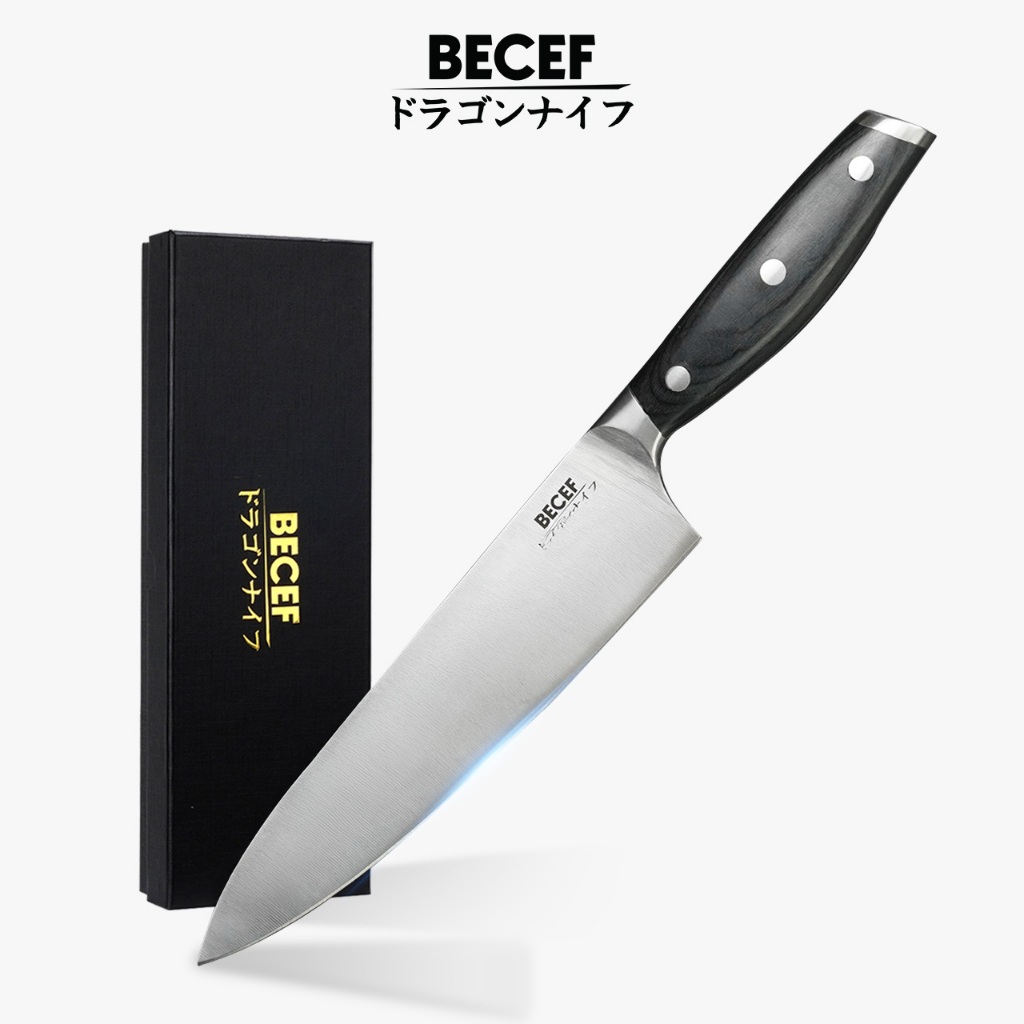 BECEF มีดเชฟ อเนกประสงค์ เกรดเยอรมัน 4116 Steel มีดทำครัว มีดสับ หั่น ...
