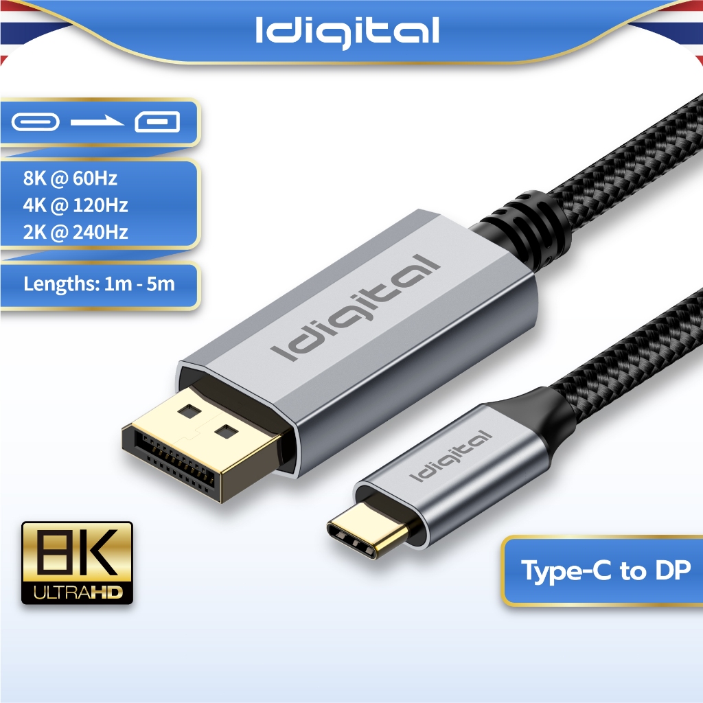 Idigital สาย Type C to DP 1.4 Cable, USB C to Display Port, 8K/60Hz, 2K ...