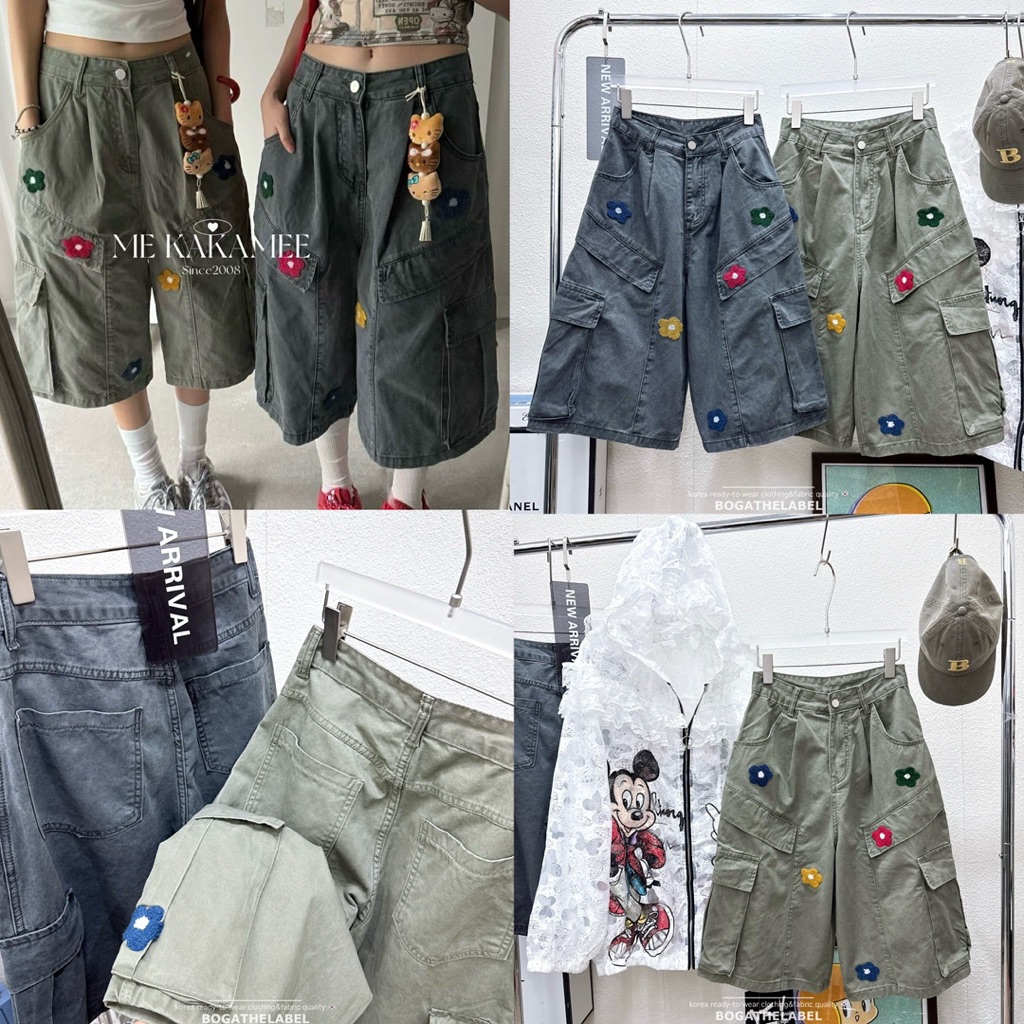 BOGA• Flower bomb cargo jeans • กางเกงทรงคาร์โก้ แต่งกระเป๋าใหญ่ๆ ปัก ...