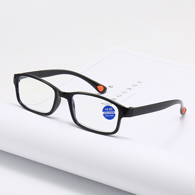 COD🌷แว่นตาอ่านหนังสือป้องกันแสงสีฟ้ากรอบเหลี่ยมTR90เบาพิเศษ+100~+300แว่นสายตายาวสำหรับผู้ชายและ ...