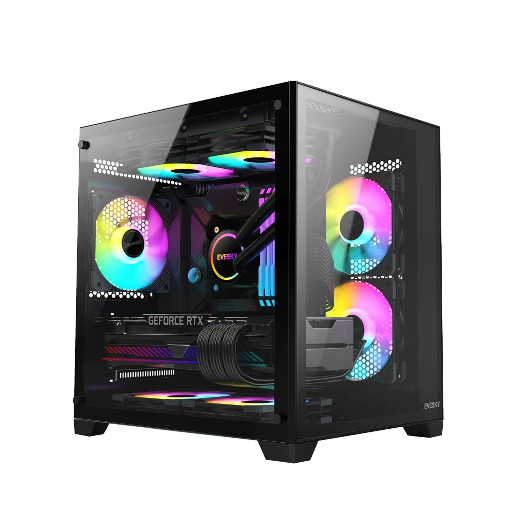 EVESKY Ark Seaview Room Black MINI เคสเดสก์ท็อปสีขาว ATX ห้องซีวิว 120 240 เคสพัดลมระบายความร้อน ...