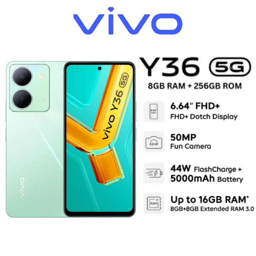 VIVO Y36 5G (8GB+256GB) ชิปเซ็ต IPS LCD ขนาด 6.64 นิ้ว, กล้องหลัง 50MP, กล้องหน้า 16MP และ ...