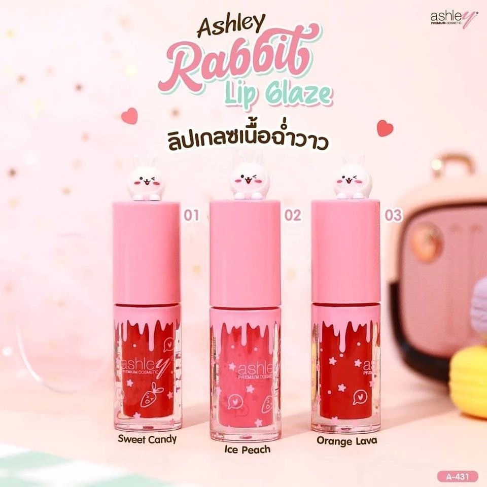 ลิปเกลซกระต่าย ฉ่ำวาว Ashley Rabbit Lip Glaze (มีให้เลือก 3 สี ...