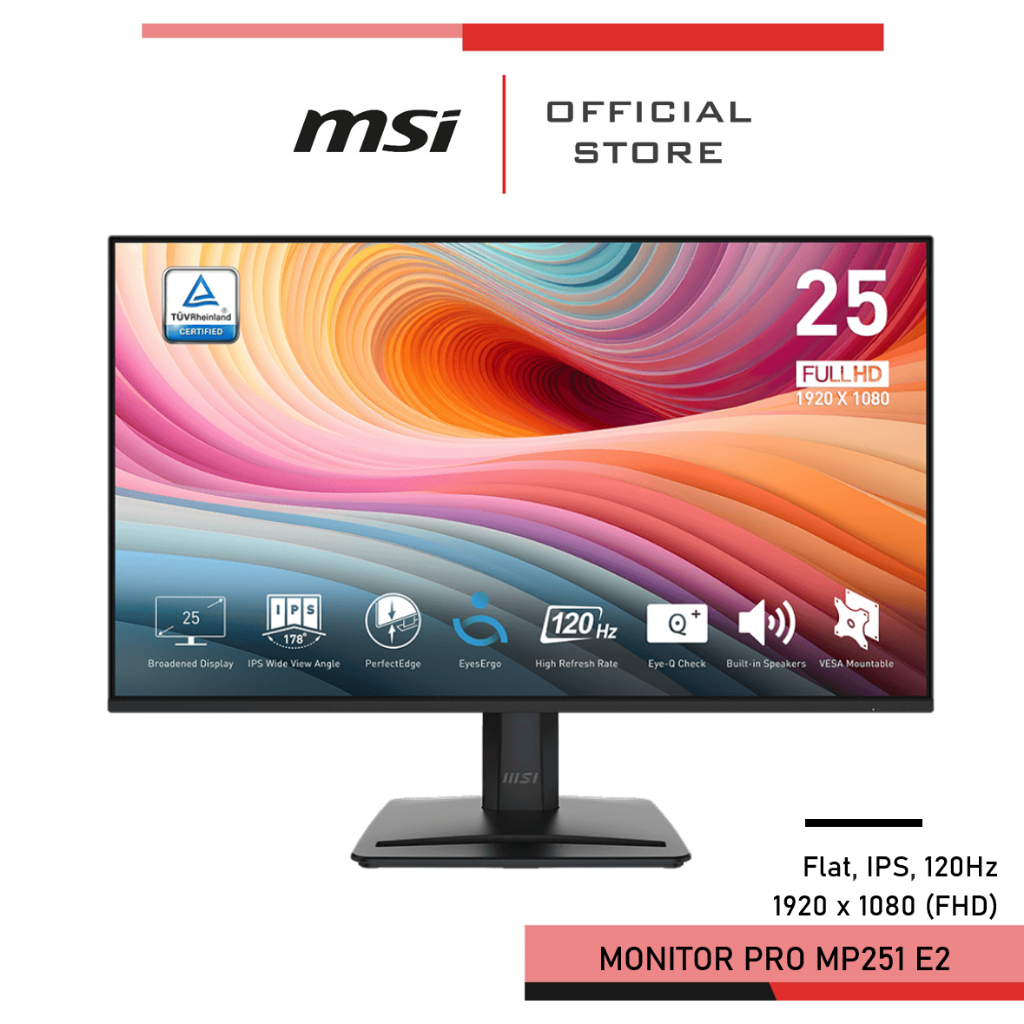MSI PRO MP251 E2 Monitor จอคอมพิวเตอร์ สีดำ 24.5" 1920 x 1080 (FHD) IPS ...