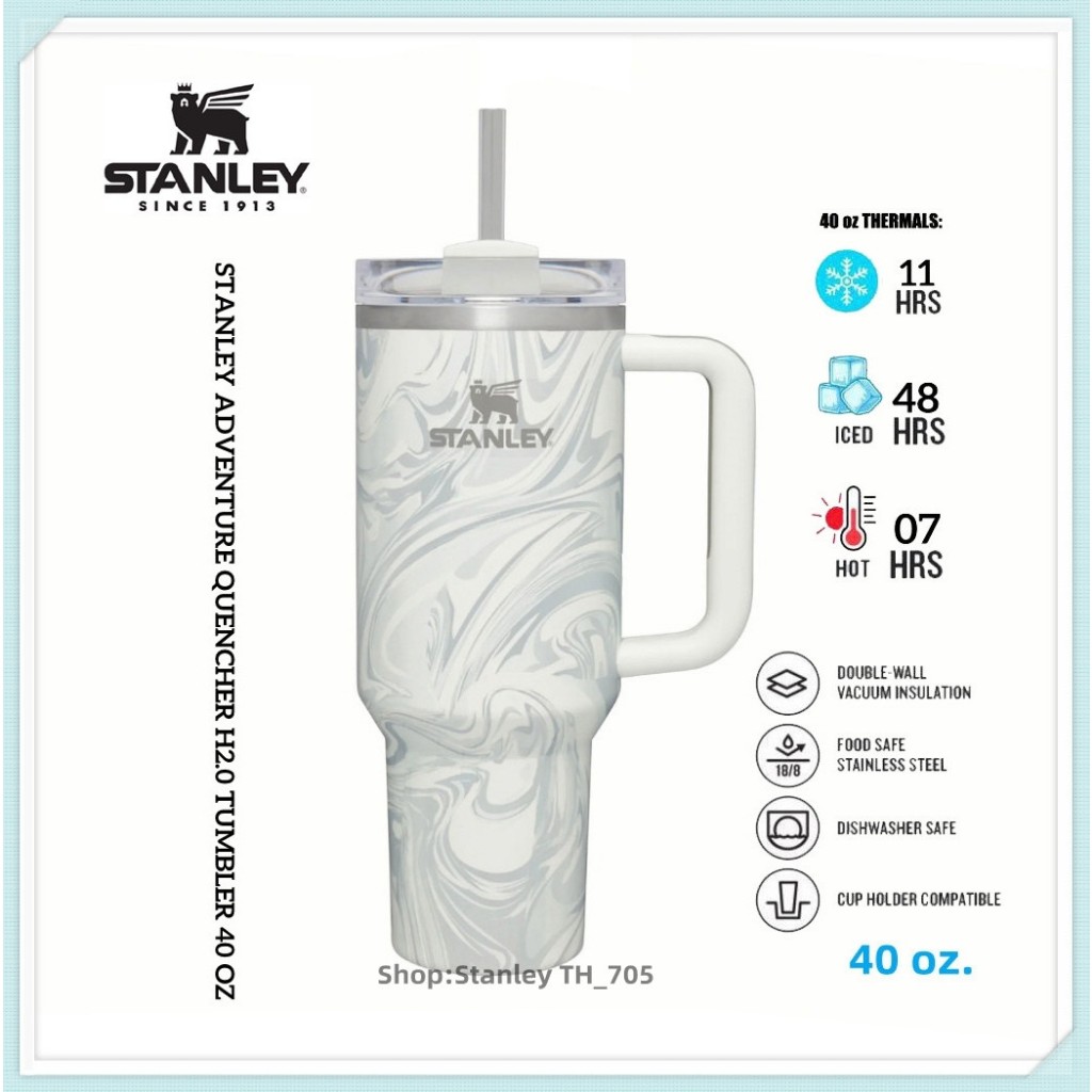 แท้ 100% STANLEY Adventure Quencher 2.0 Tumbler 40 Oz Blue Quartz Swirl ...