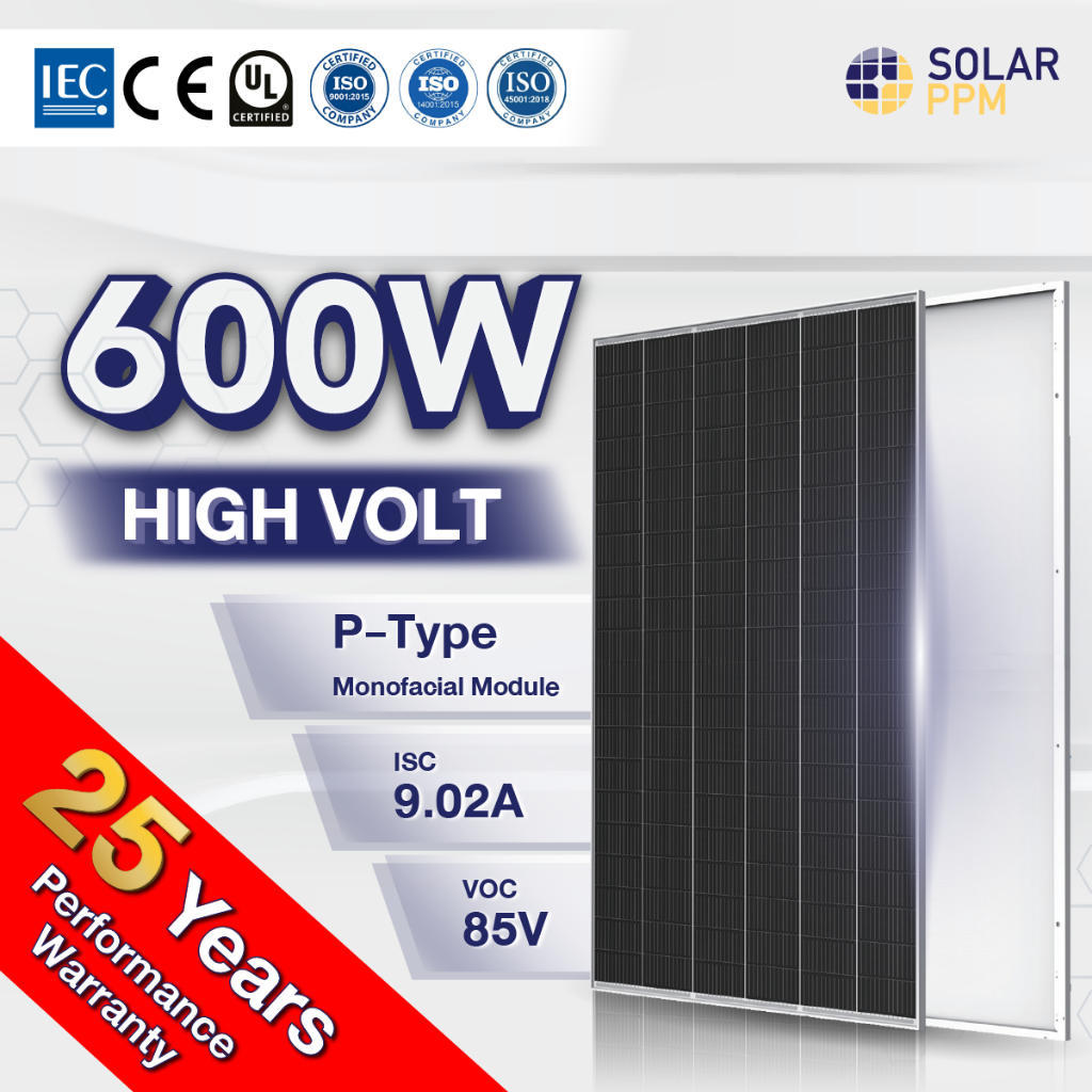 Solar PPM แผงโซล่าเซลล์แบรนด์คนไทย (600W HIGH VOLT) แผงพลังงานแสง ...
