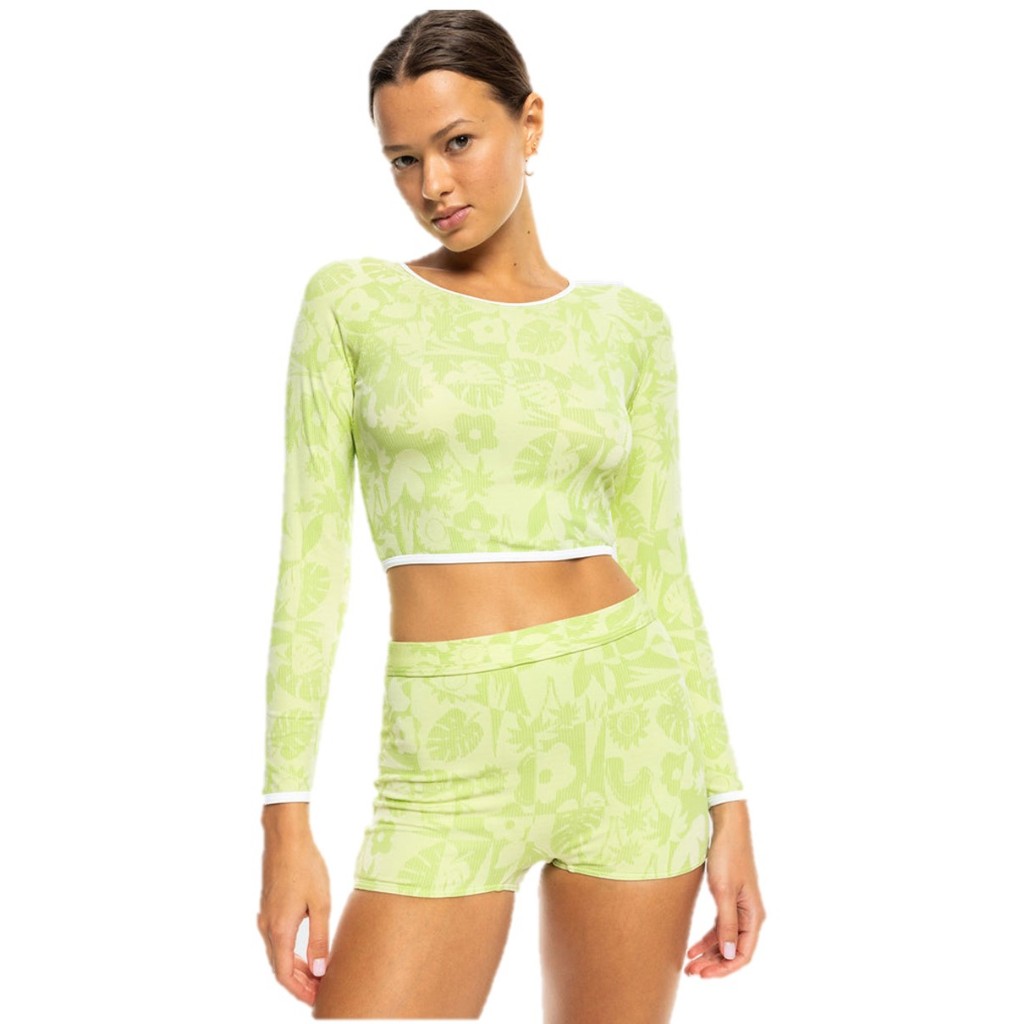 Roxy สำหรับผู้หญิง SOLARIA LONG SLEEVES CROP SURF TOP FULL COVERAGE ...