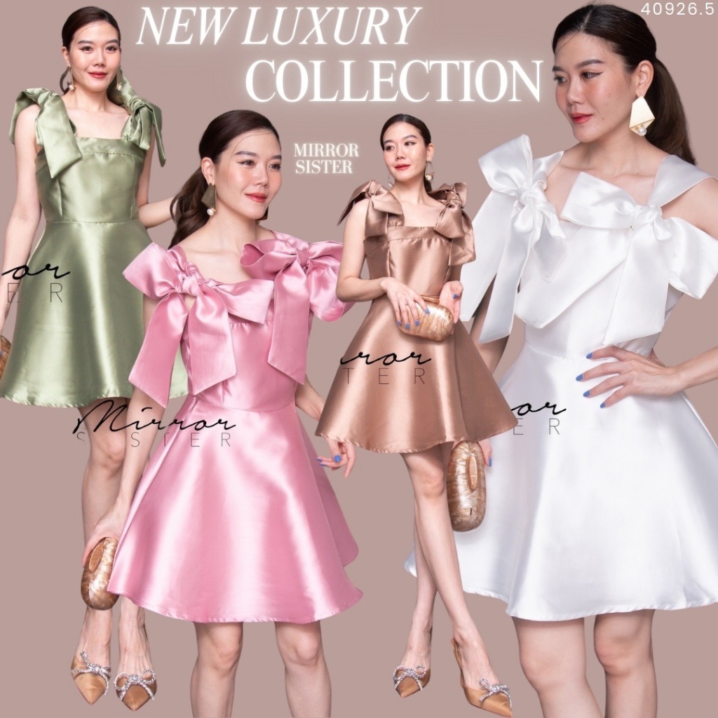 Issakan_shop เดรสสายเดี่ยวผูกโบว์์ มินิเดรส | Shopee Thailand