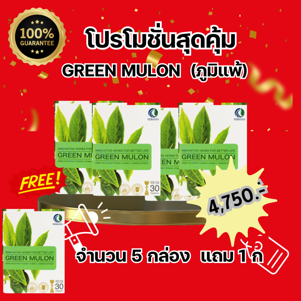 GREEN MULON กรีนมูลอน - ราคาพิเศษ เสริมภูมิ สารสกัดจากชาเขียว 5 กล่อง ...