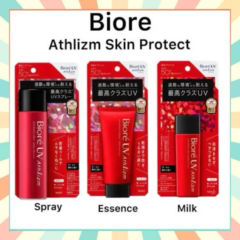 🔥 พร้อมส่ง Biore UV Athlizm Skin Protect Essence / Spray / milk SPF50 ...