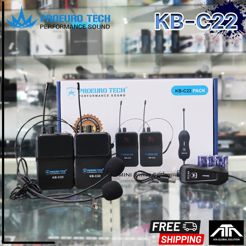 PROEUROTECH KB-C22 ไมค์ลอยคาดหู คู่ KBC22 ไมค์โครโฟนไร้สาย ไมค์ ไมค์ลอยพกพา คาดหู | Shopee Thailand