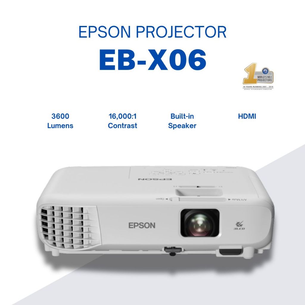 โปรเจคเตอร์ Epson EB-X06 3,600 ลูเมน / XGA ประกันศูนย์ 2 ปี ( Epson EB ...