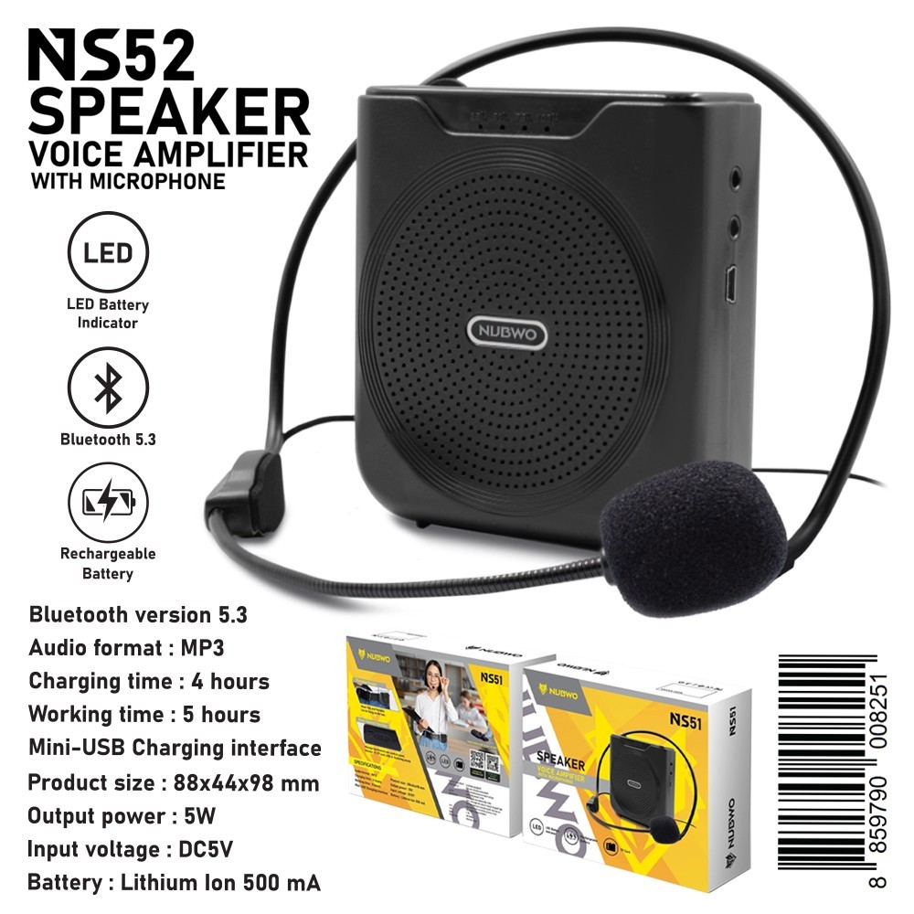 NS52 NUBWO ลำโพงขยายเสียง แบบพกพา ไมค์ช่วยสอน ใช้งานแบบ Bluetooth ลำโพงพกพา | Shopee Thailand