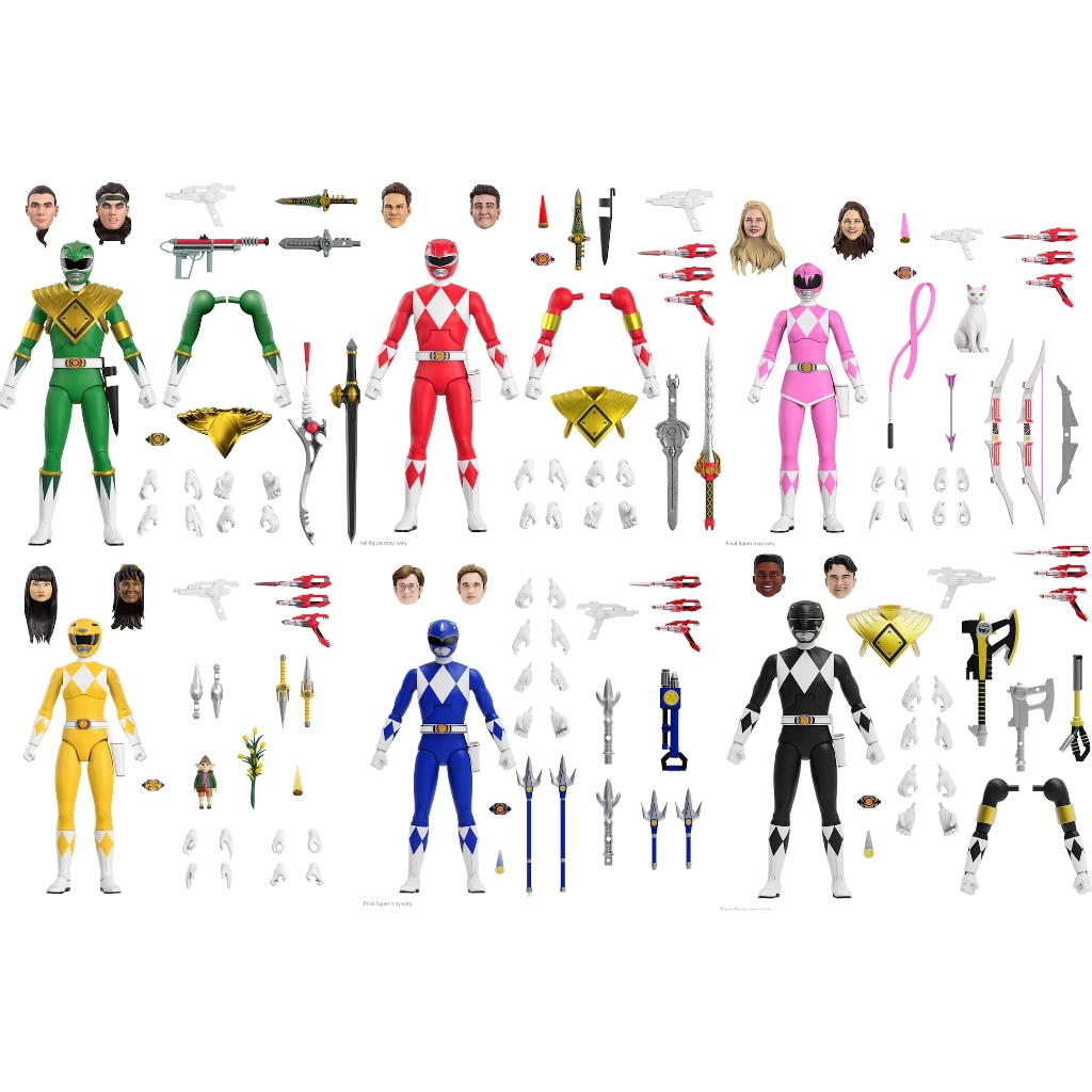 Super 7 Mighty Morphin Power Rangers ULTIMATES! Red Green Black Blue ...