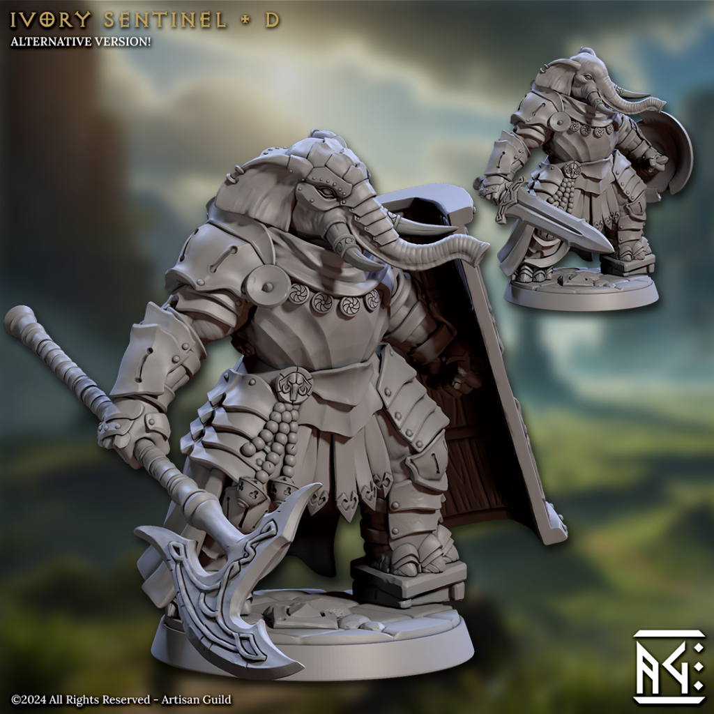 Ivory Sentinel D - Elephorim Ivory Sentinels - Humanoid Loxodon / 32mm ...