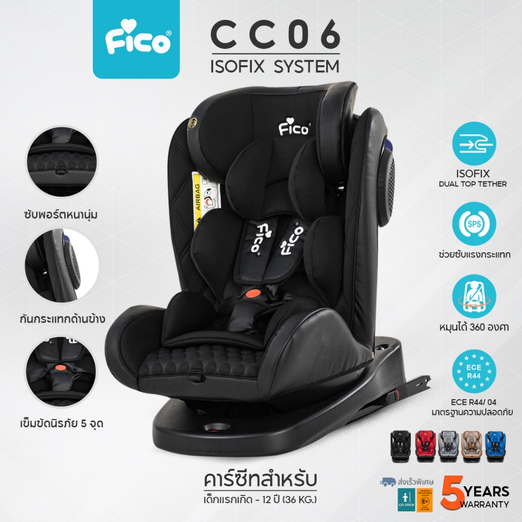 สีใหม่ !!! คาร์ซีทหมุนได้ Fico รุ่น CC06 ซื้อครั้งเดียวจบใช้ยาวๆ 12 ปี ...