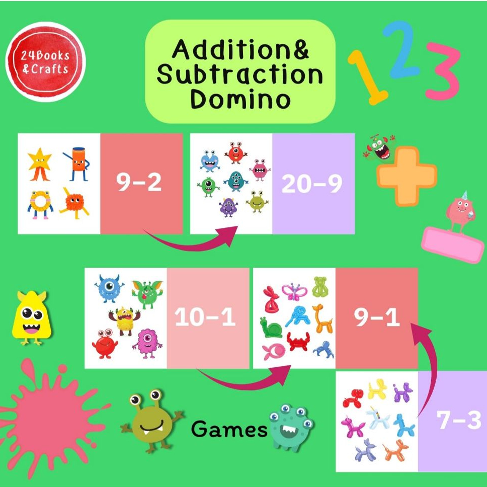 Flash card โดมิโน Domino Addition & Subtraction เกมบวกลบ ฝึกทักษะและการ ...
