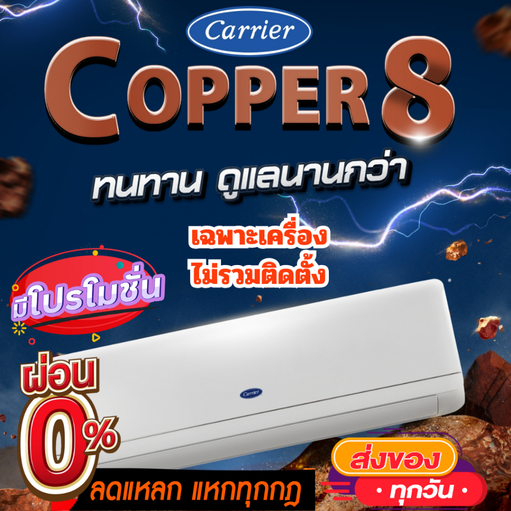 🔥เฉพาะเครื่อง🔥Carrier แคเรียร์ 2024 Copper8 ระบบ Fixed Speed เบอร์5 ...
