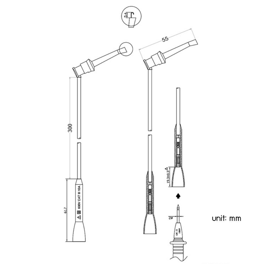 ตะขอทดสอบสำหรับโพรบมัลติมิเตอร์ Hook Test Lead for Multimeter Probe 2mm ...