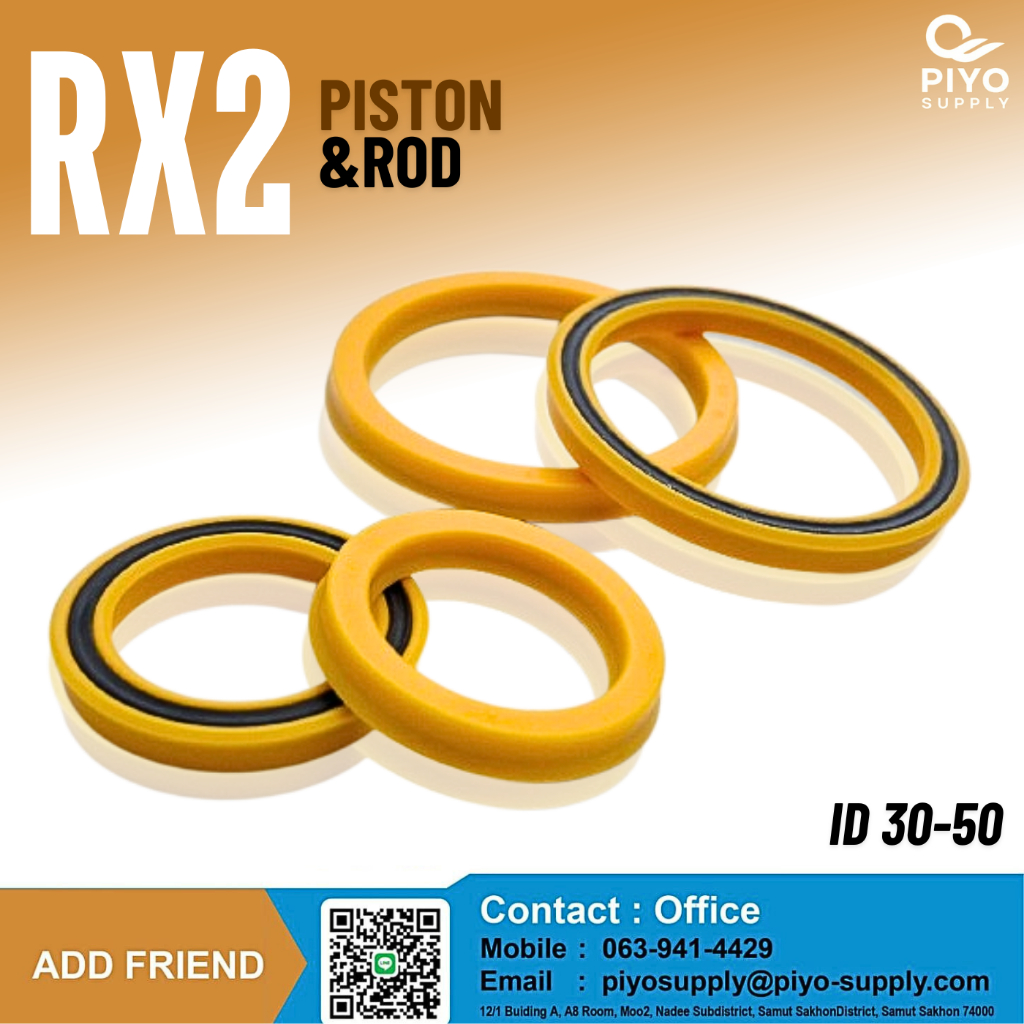 RX2 piston & rod seal (mat : pu) Size 30*40*6/ 35*45*6/ 40*50*6/ 45*55*6/ 50*60*6/ 50*63*10 งาน ...